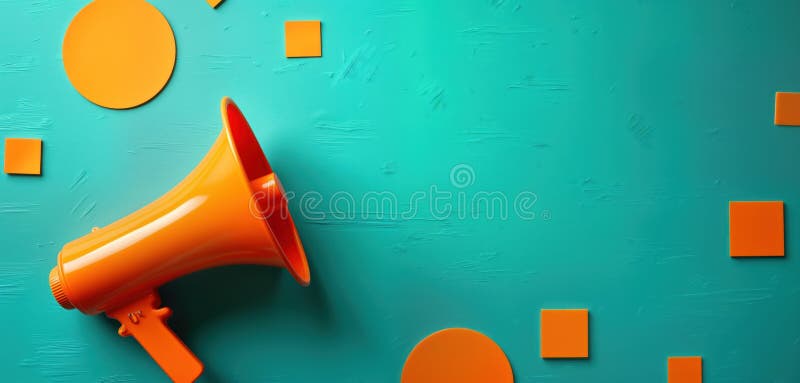 Modern Orange Megaphone on Teal Background. Abstract Graphic Design ...