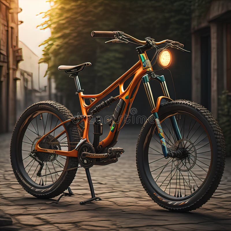 Modern Orange Mountain Bike. Ai Generative Stock Illustration ...