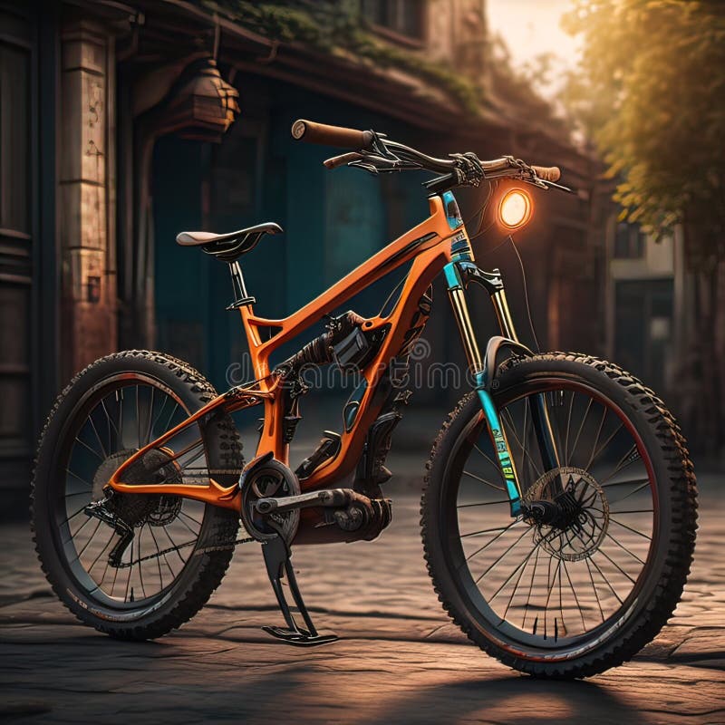 Modern Orange Mountain Bike. Ai Generative Stock Illustration ...
