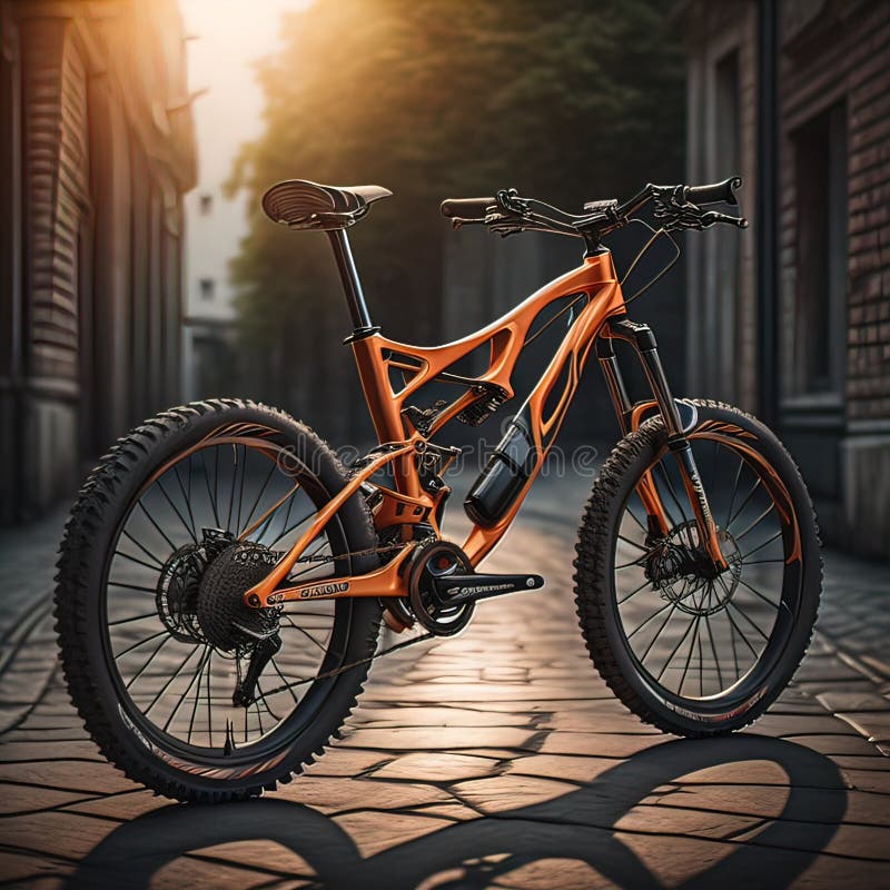 Modern Orange Mountain Bike. Ai Generative Stock Illustration ...