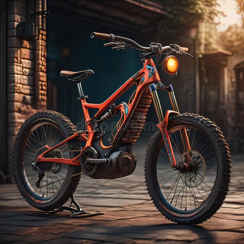 Modern Orange Mountain Bike. Ai Generative Stock Illustration ...