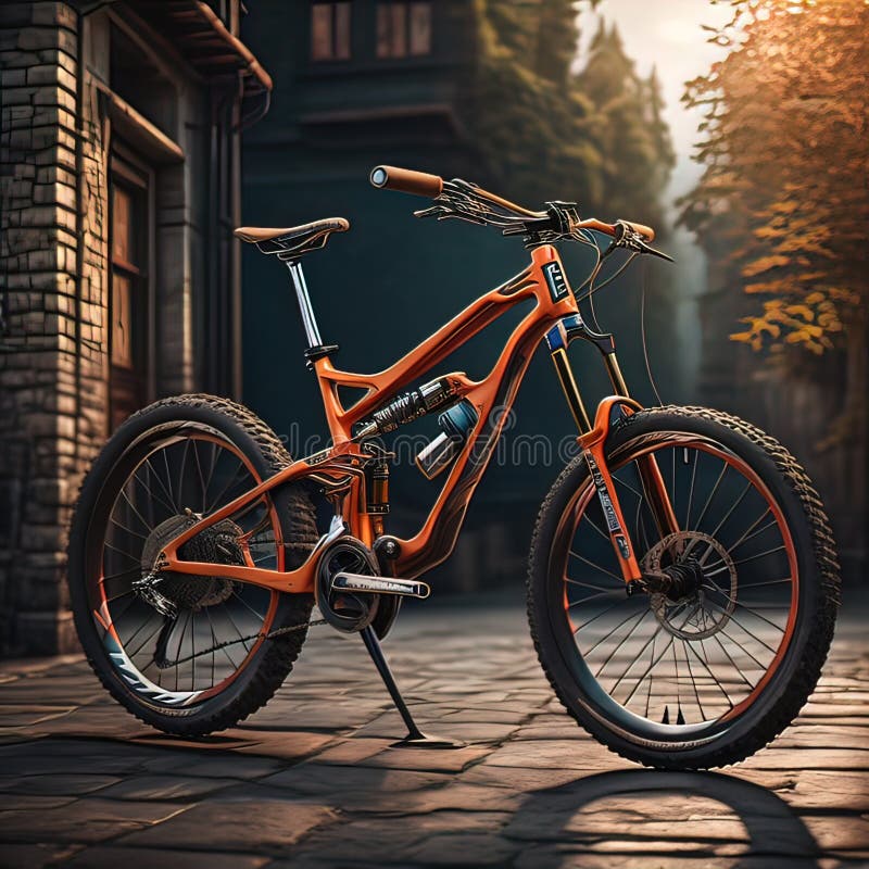 Modern Orange Mountain Bike. Ai Generative Stock Illustration ...