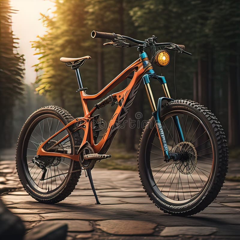 Modern Orange Mountain Bike. Ai Generative Stock Illustration ...