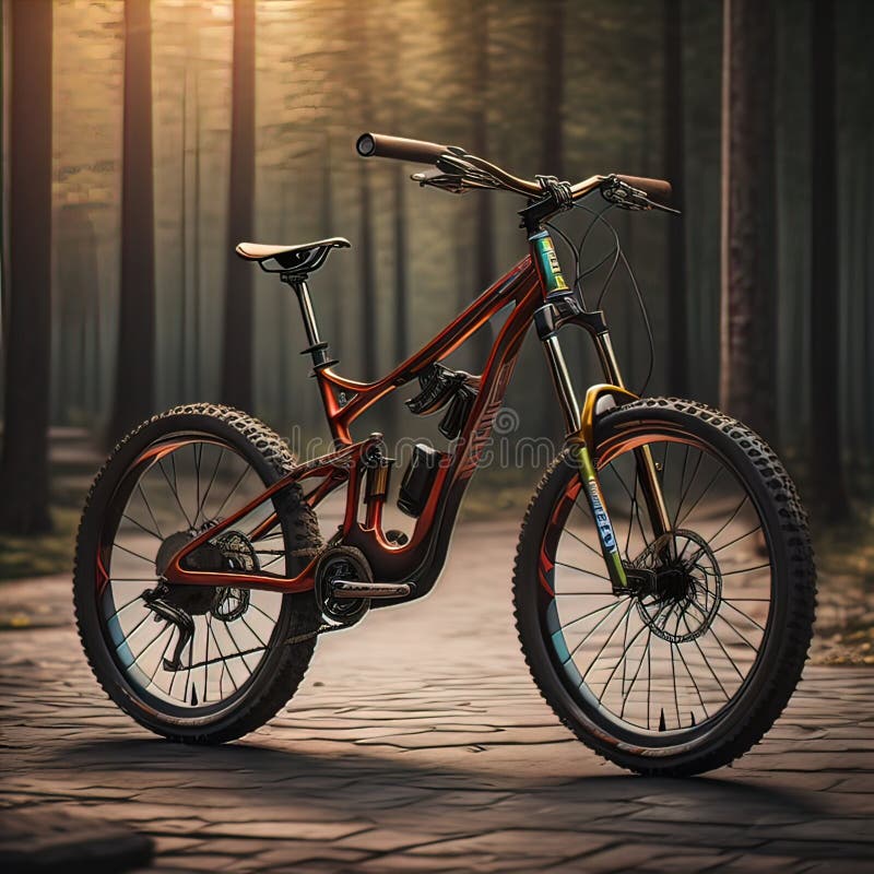 Modern Orange Mountain Bike. Ai Generative Stock Illustration - Illustration of healthy, urban ...
