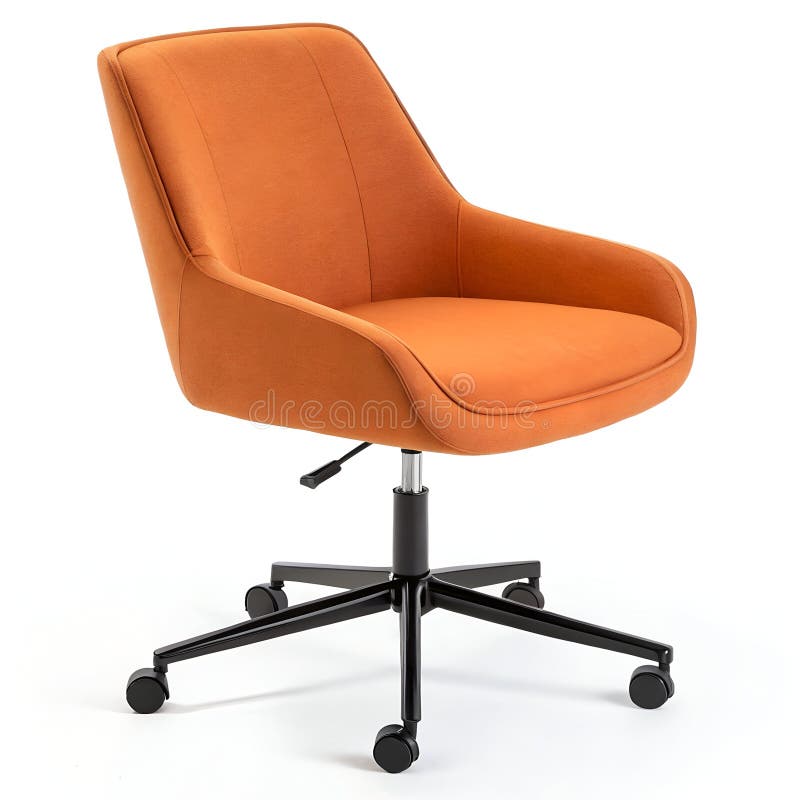 Modern Orange Office Chair Isolated on White Background Stock ...