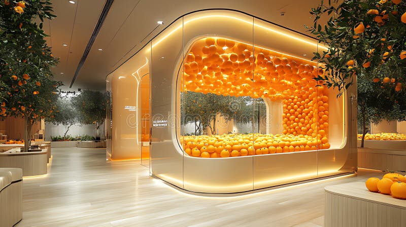 Modern Orange Orchard Store Interior Display Stock Illustration ...