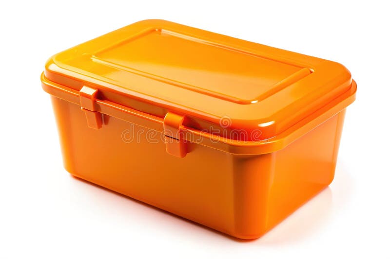 Modern Orange Plastic Storage Box Isolated on White Background for ...
