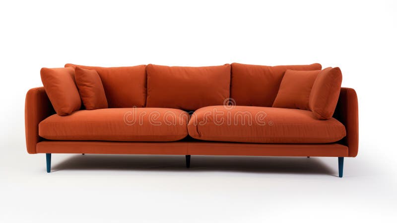 Modern Orange Sofa with Plush Cushions and Stylish Design Stock Illustration - Illustration of ...