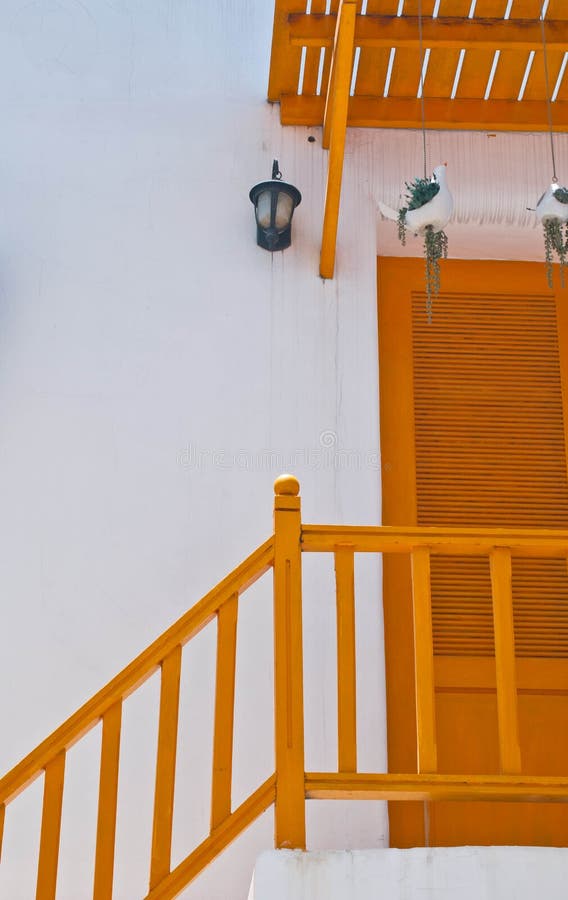 Modern Orange Stairs and Door Stock Image - Image of holiday, orange ...