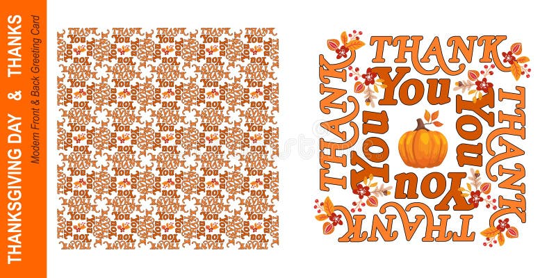 Modern Orange Thanksgiving Front and Back Greeting Cards, Features an ...