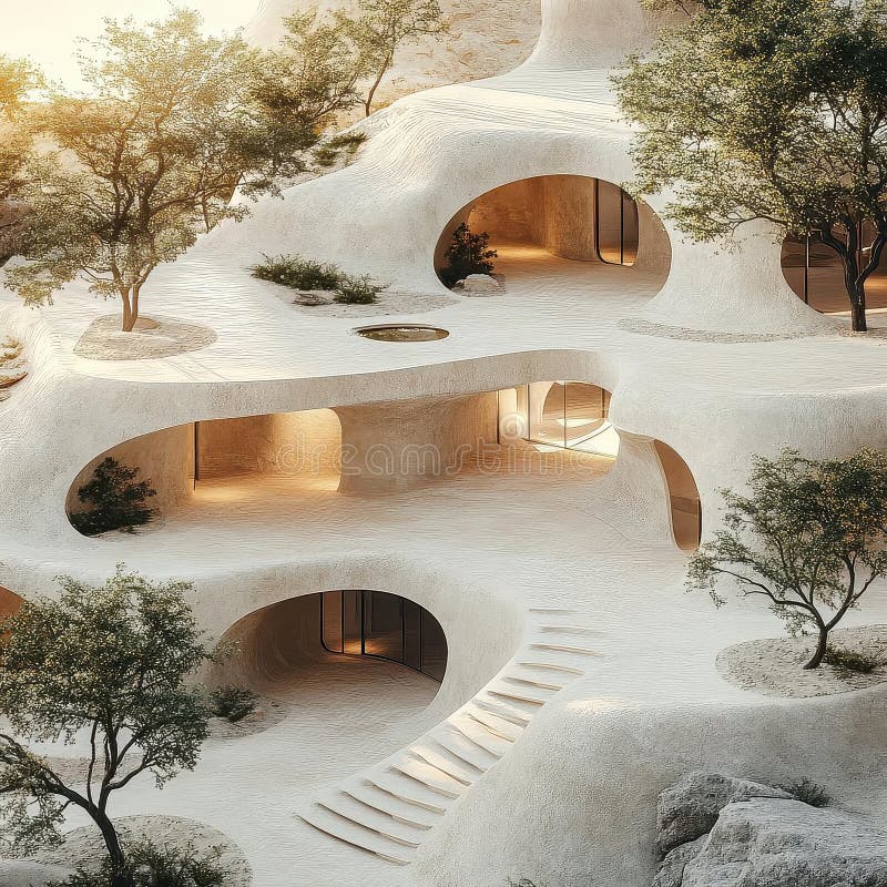 Modern Organic Architecture, a House Built into the Earth with Curved ...