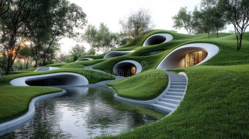 Modern Organic Architecture Integrated with Lush Greenery Stock ...