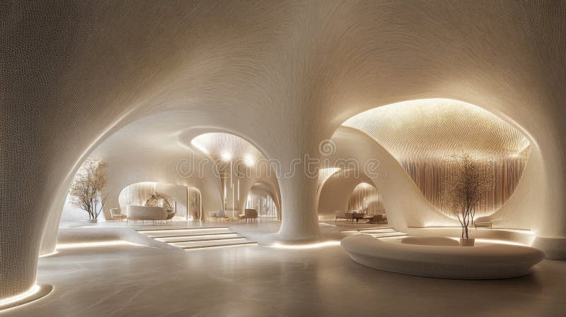 Modern Organic Interior Architecture with Elegant Curves and Warm ...