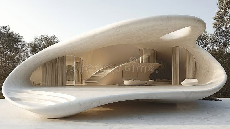 Modern, Organic, Sculptural Home Design Stock Illustration - Illustration of unique ...