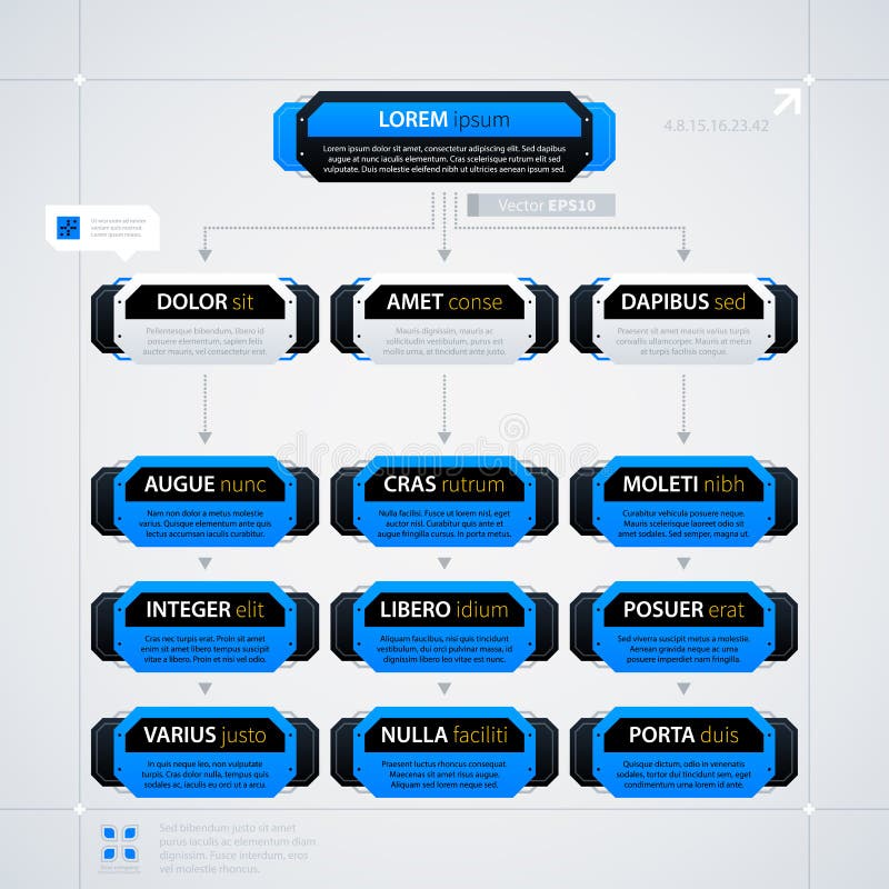 Modern Organization Chart Template with Rectangle Elements Stock Vector ...