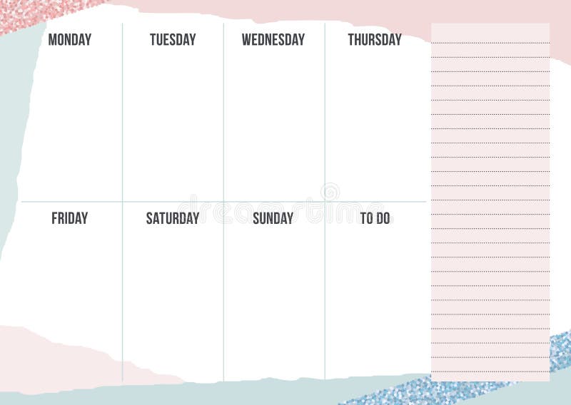 Stylish Weekly Planning Template with Notes on Geometric Background in ...