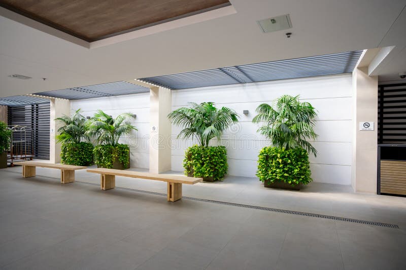 Modern Outdoor Open Air Lobby Area at a Building or Hotel Stock ...