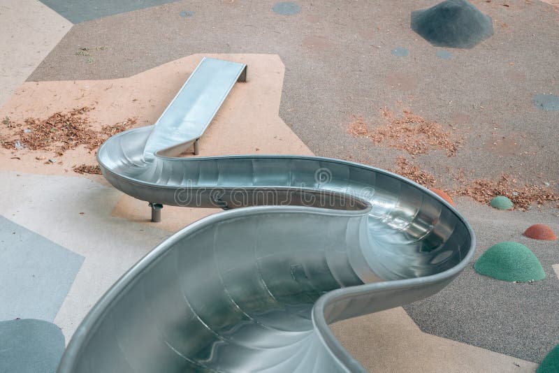 Modern Outdoor Playground with Slides and Climbing Frames Stock Photo ...