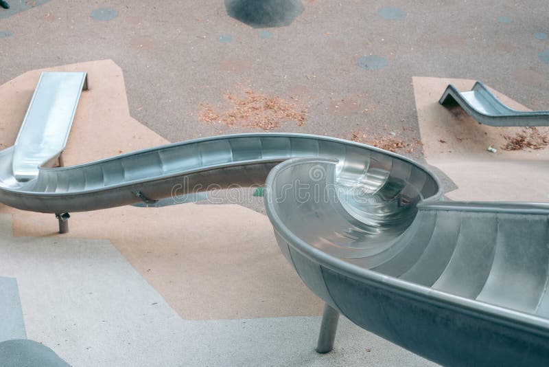 Modern Outdoor Playground with Slides and Climbing Frames Stock Photo ...