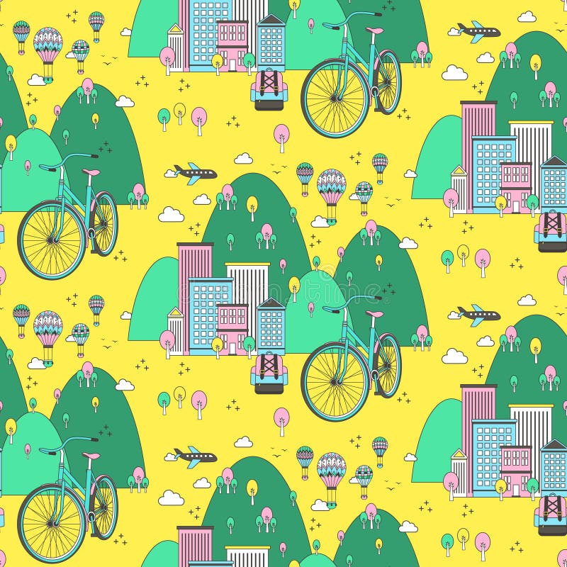 Modern Outdoor Seamless Pattern Stock Vector - Illustration of travel ...