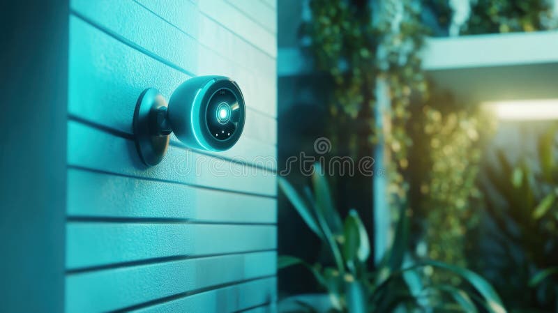 Modern Outdoor Security Camera Mounted on a Stylish White Wall with ...