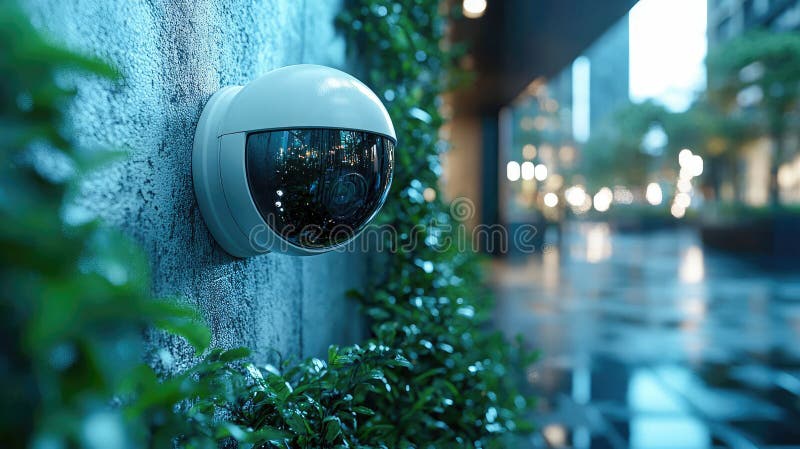 A Modern Outdoor Security Camera Mounted on a Wall, Overlooking a ...