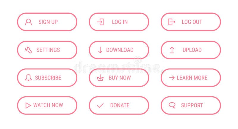 Modern Outline Buttons with Icons. Vector Illustration Stock Vector ...