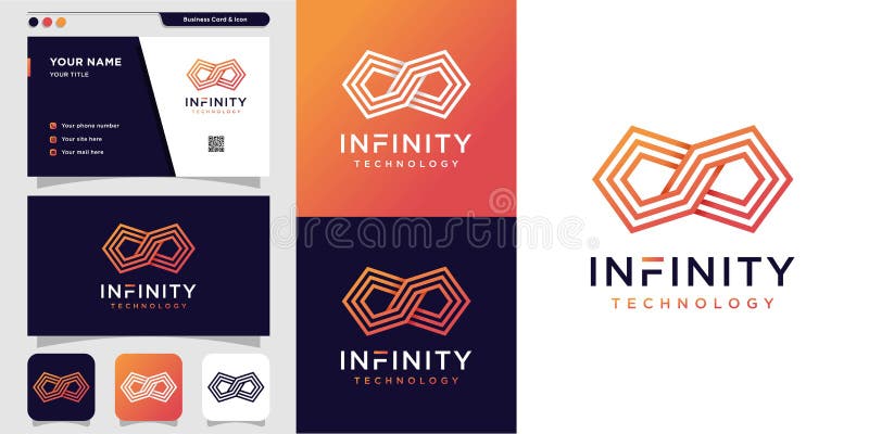 Infinity Technology Logo Idea with Gradient Line Style Premium Vector ...