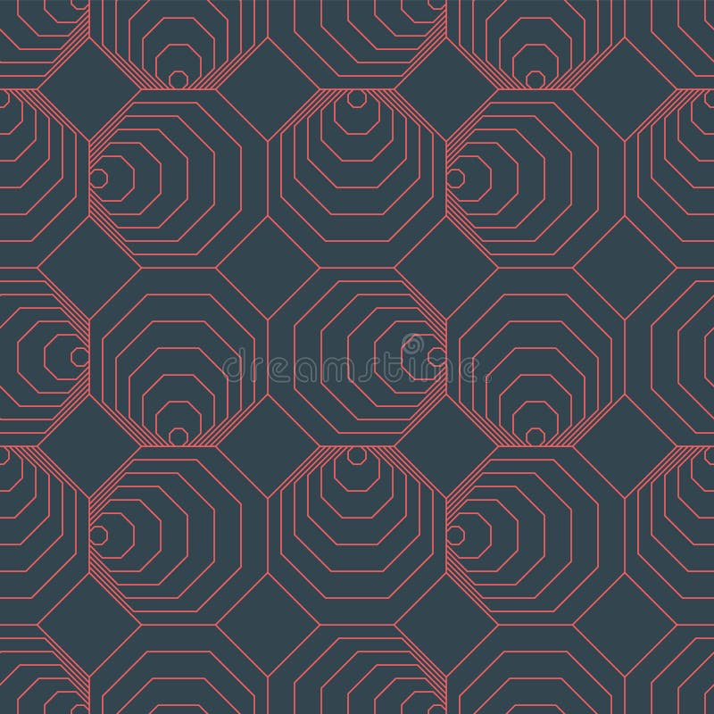 Modern Outline Seamless Octagonal Pattern Vector Techno Rave Abstract ...
