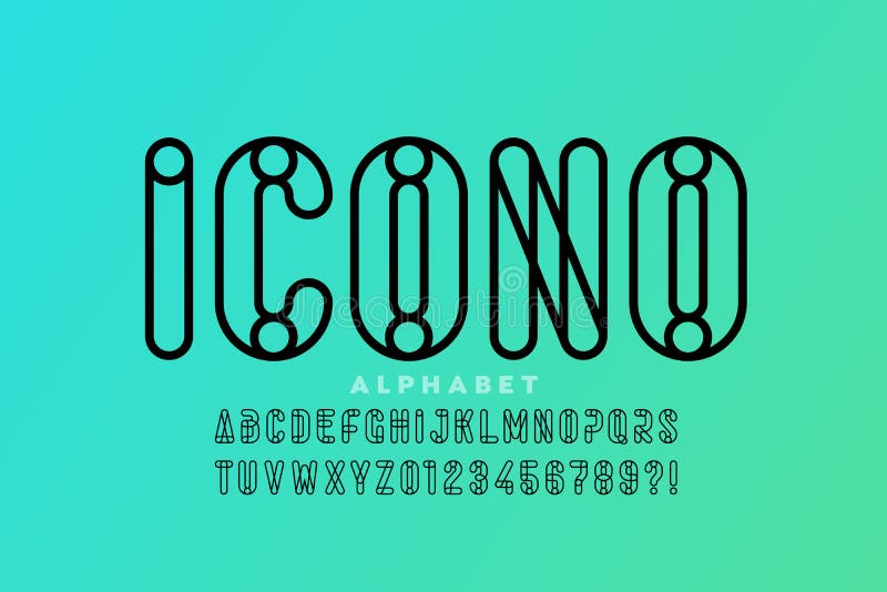 Modern Outline Style Font Design Stock Vector - Illustration of ...