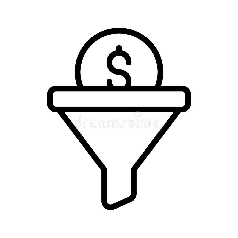 Modern Outline Style Icon Depicting Sales Funnel Stock Illustration ...