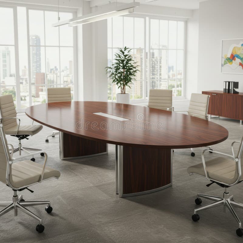Modern Oval Conference Table in a Contemporary Office Stock ...