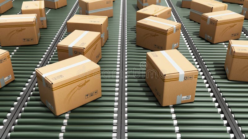 Modern Packages Delivery Packaging Service and Parcels Transport Stock ...