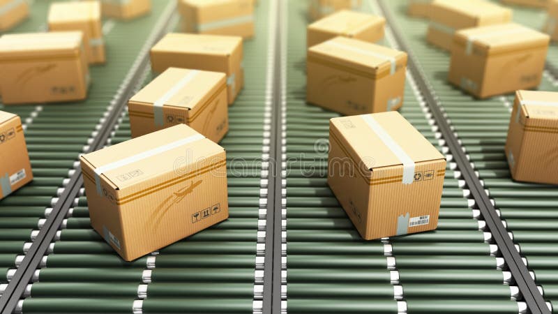 Modern Packages Delivery Packaging Service and Parcels Transport Stock ...