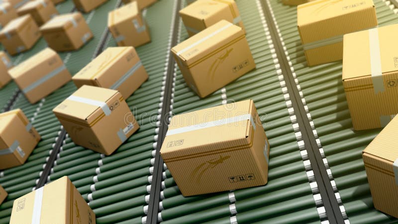 Modern Packages Delivery Packaging Service and Parcels Transport Stock ...