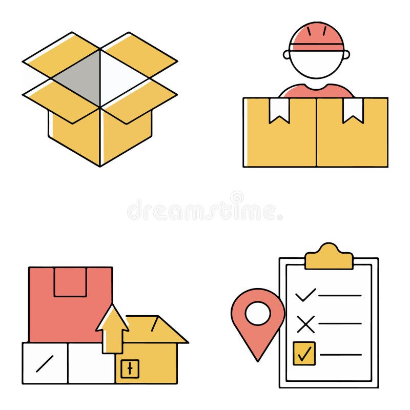Warehouse Logistics Packaging Delivery Icons Stock Illustrations ...