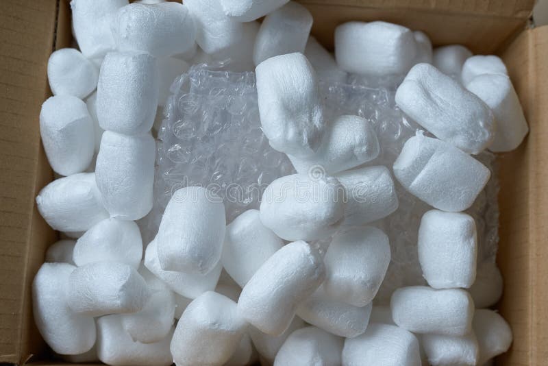 Modern Packaging Materials are Bubble Wrap and Pieces of Foam Filling ...