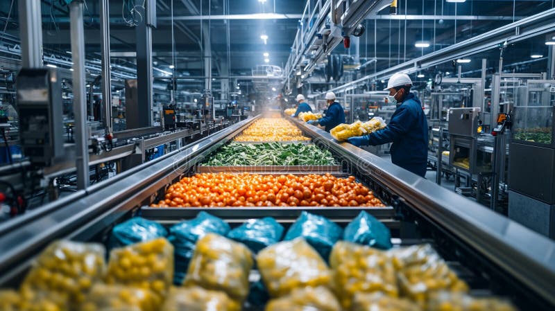 Modern Packaging Process of Frozen Vegetables in a Food Processing ...