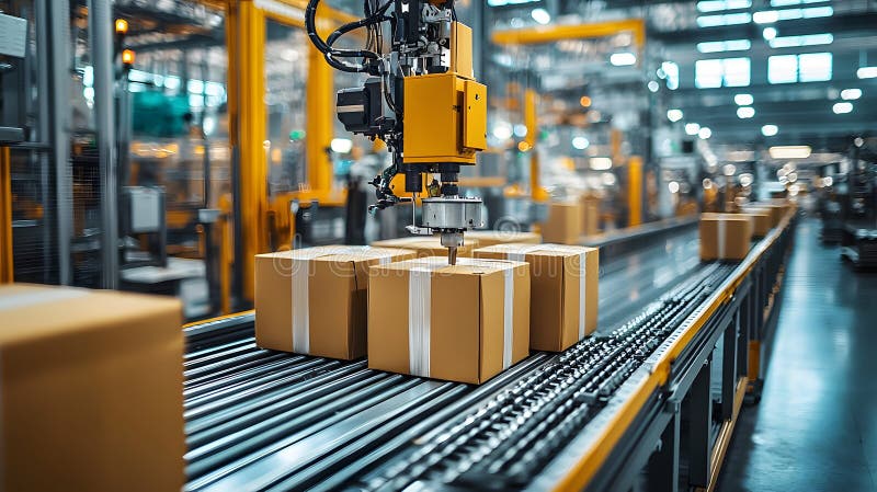 Modern Packaging Production Facility in Action Stock Illustration ...