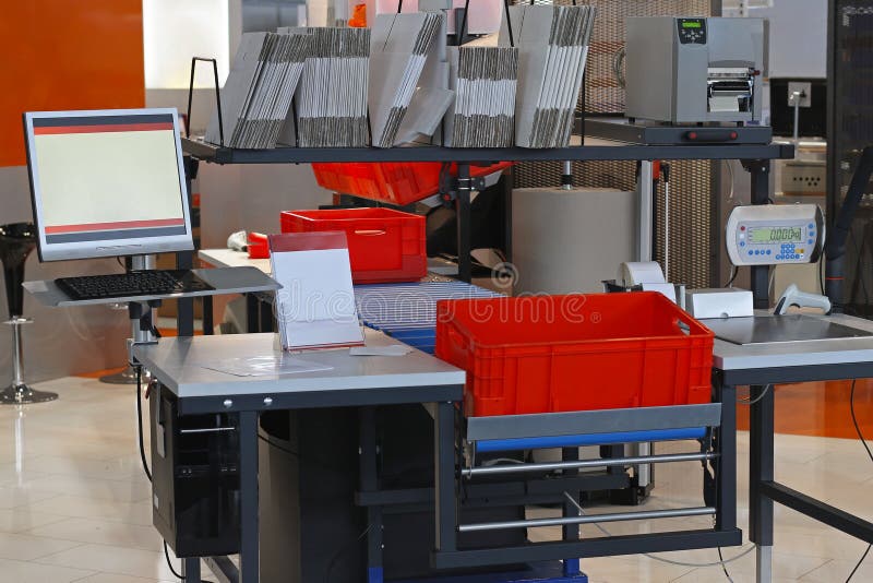 Packaging station stock image. Image of merchandise, desk - 29945473