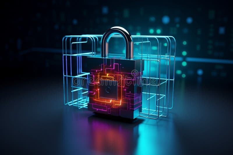 Modern Padlock Symbolizing High-Tech Security and Digital Protection in ...