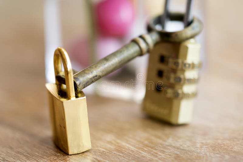 Modern Padlocks and Old Key Stock Photo - Image of antique, fastener ...