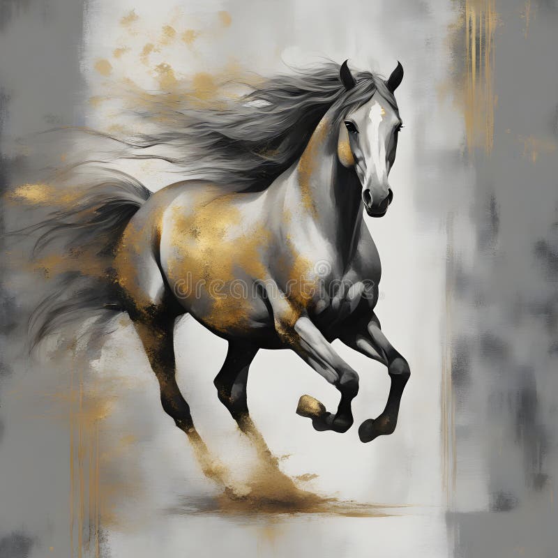 Modern Painting of Horse Running Stock Illustration - Illustration of ...