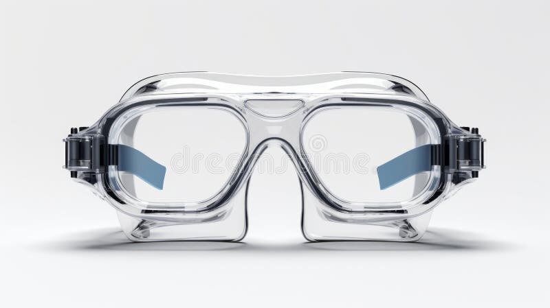 A Modern Pair of Clear Goggles with Adjustable Straps Against a White ...