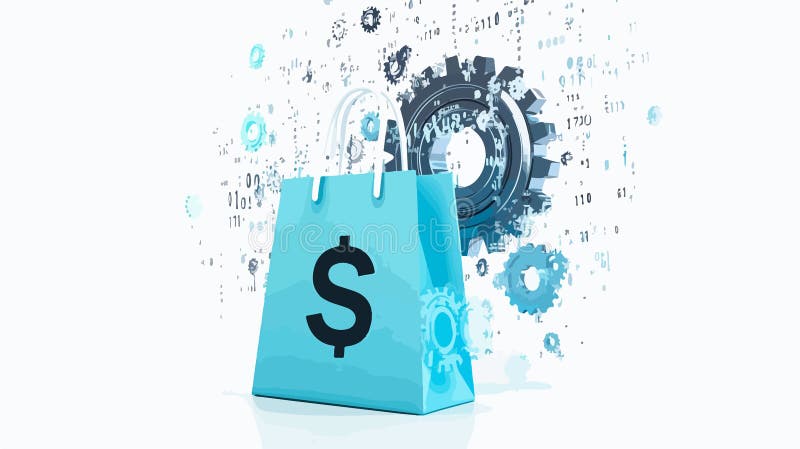 Modern Pale Blue Gear Blue and White Shopping Bag Concept Stock Vector ...