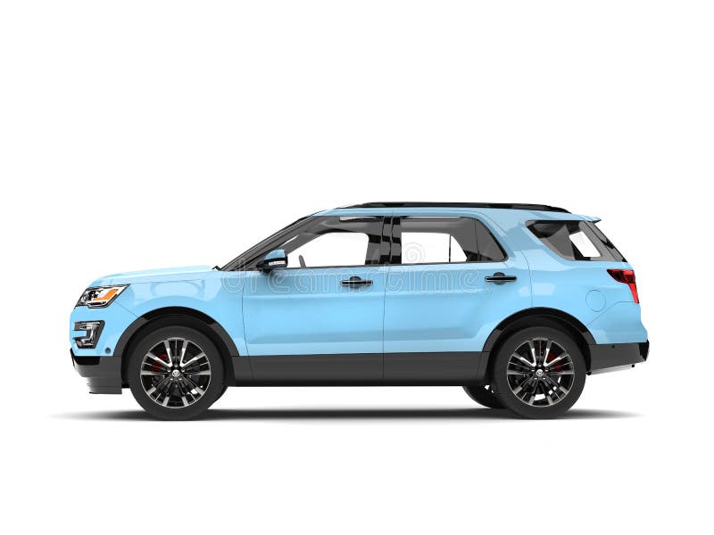 Modern Pale Blue SUV Car - Side View Stock Illustration - Illustration ...