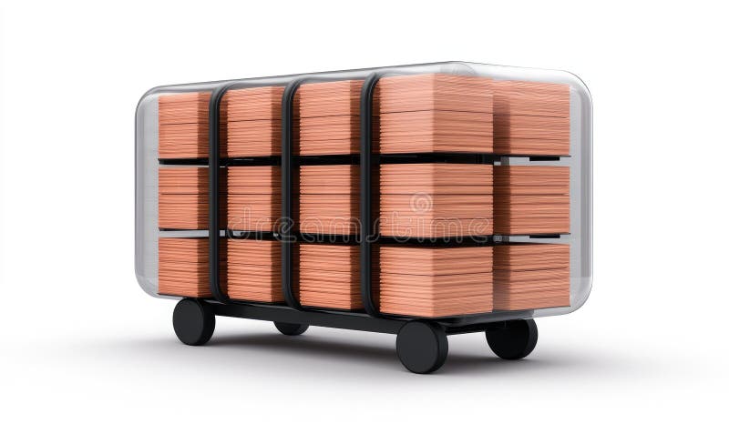 A Modern Pallet of Orange Cardboard Boxes on Wheels, Ideal for ...