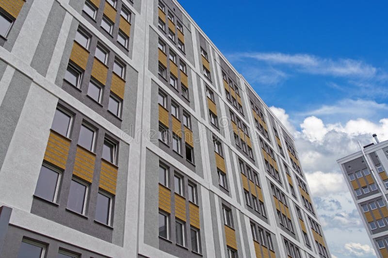 Modern Panel Apartment Building Stock Photo - Image of sunny ...