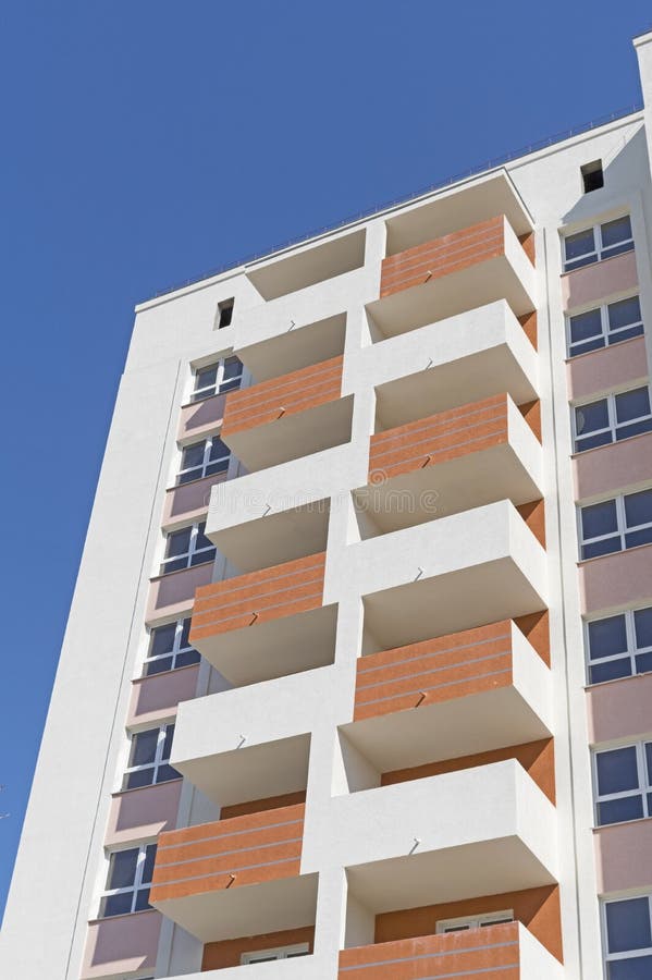 Modern Panel Apartment Building Stock Image - Image of plastic ...