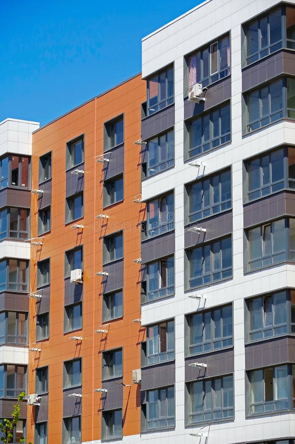 Modern Panel Apartment Building Stock Image - Image of street, white ...